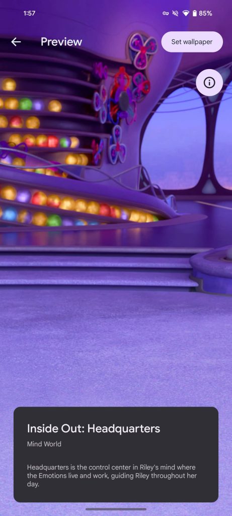 The Pixel 8a has a 'Snapshot' widget and 'Inside Out' wallpapers