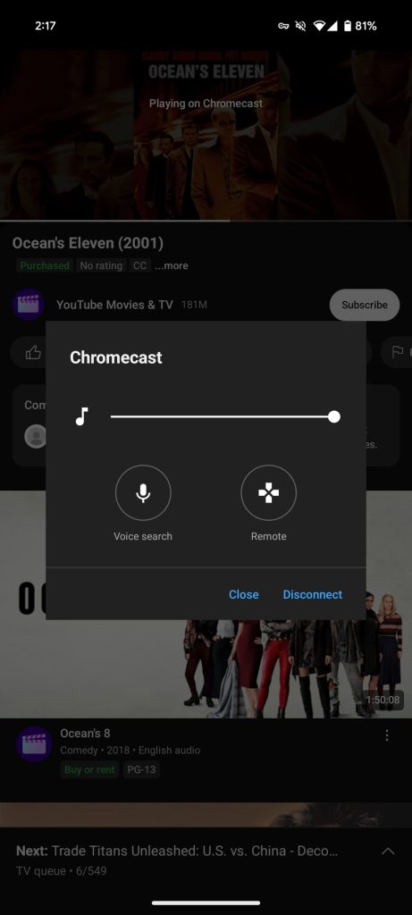 YouTube app rolling out Cast menu redesign, no Disconnect button