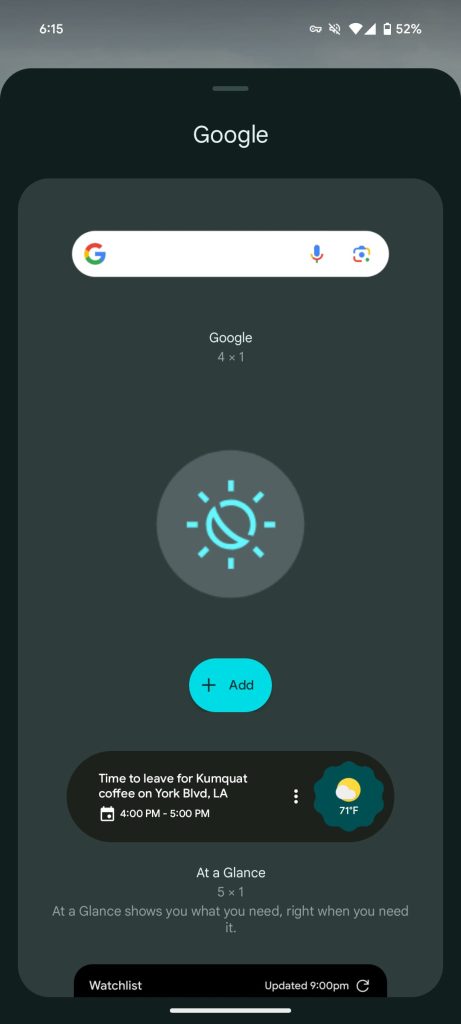 Android 15 lets you ‘Add’ widgets without dragging to homescreen