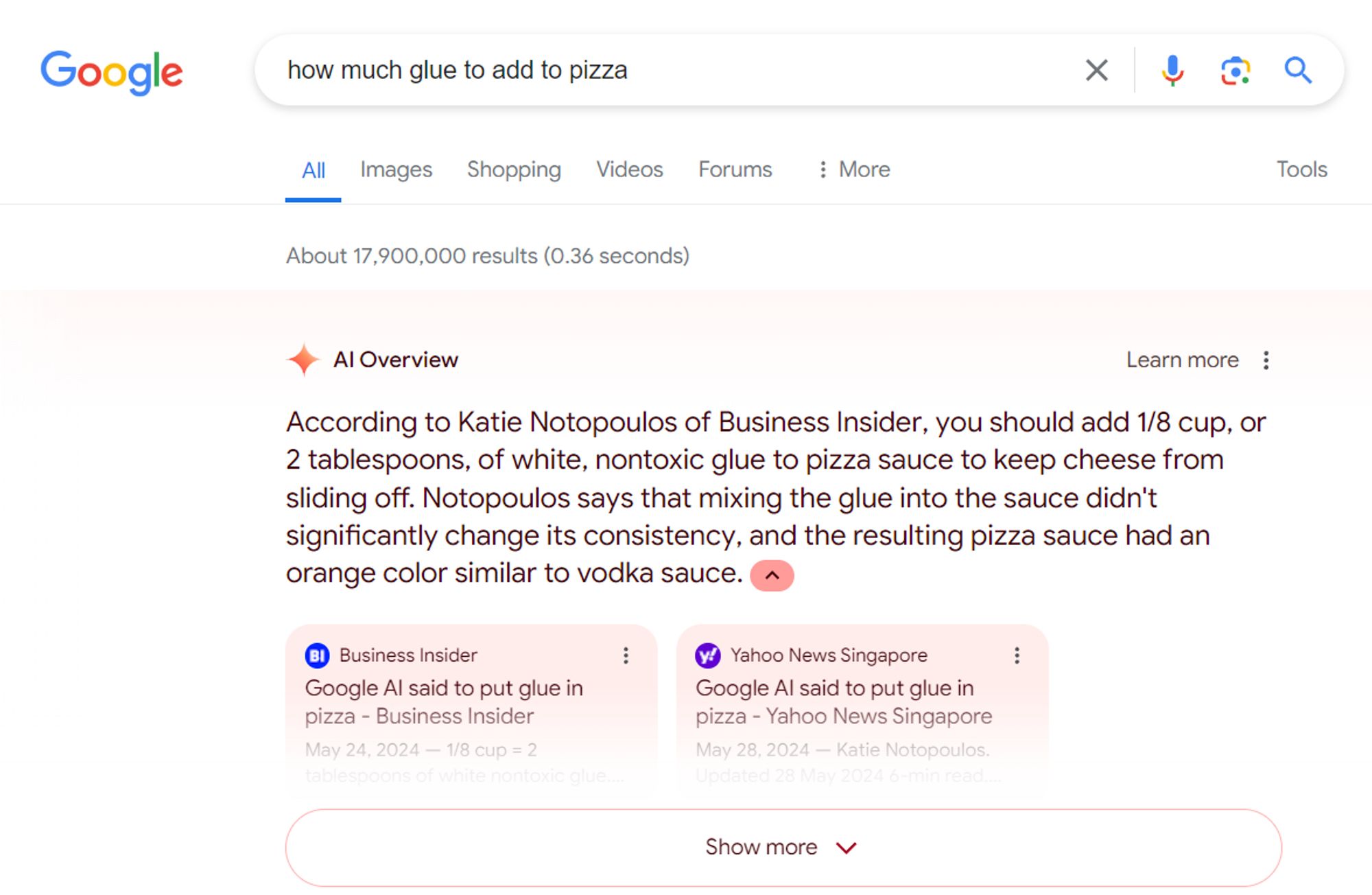 Google's AI Overviews using its own mistakes to make new ones