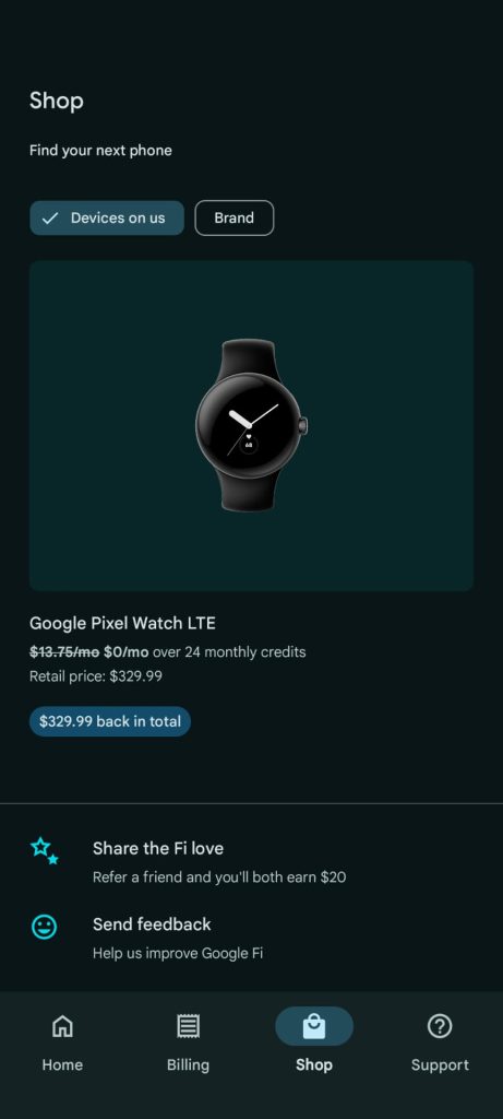 Google Fi subscribers can get free Pixel Watch LTE with bill credits