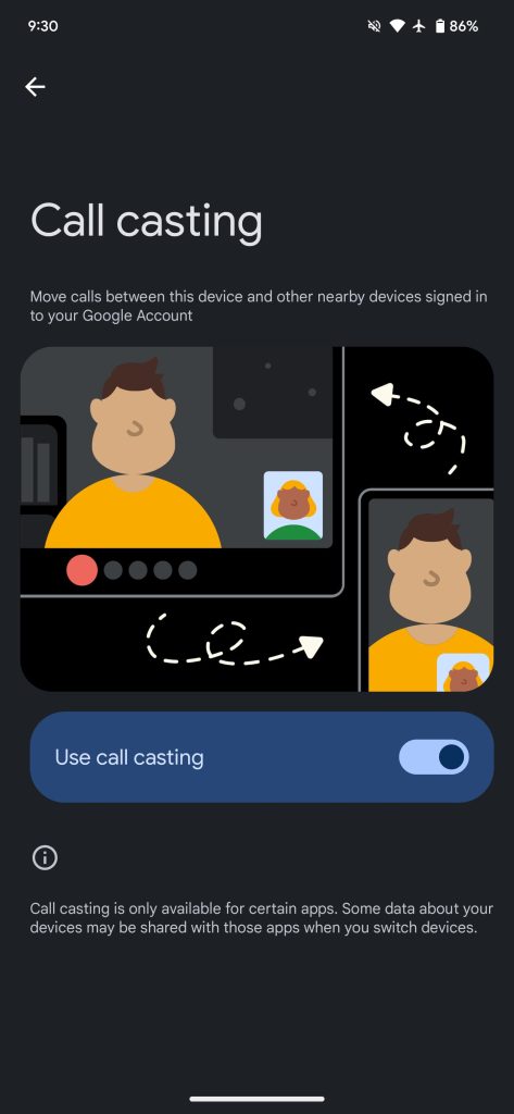 Cross-device services rollout: Android Internet sharing, Call casting