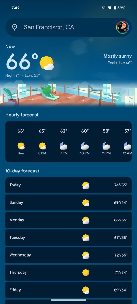 Google Weather for Android now shows the date
