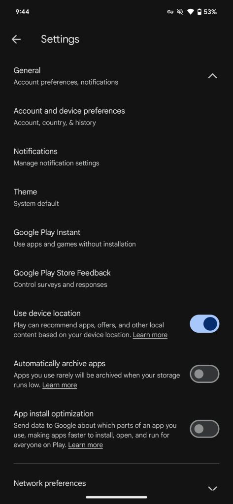 Google Play requesting location to show local recommendations