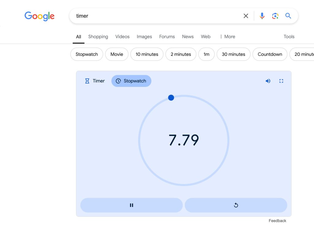 Google Search redesigns web stopwatch and timer