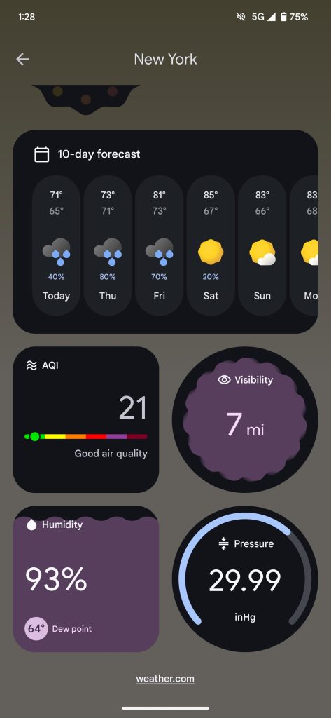 Pixel Weather will have notifications, 'Weather map,' AI summaries