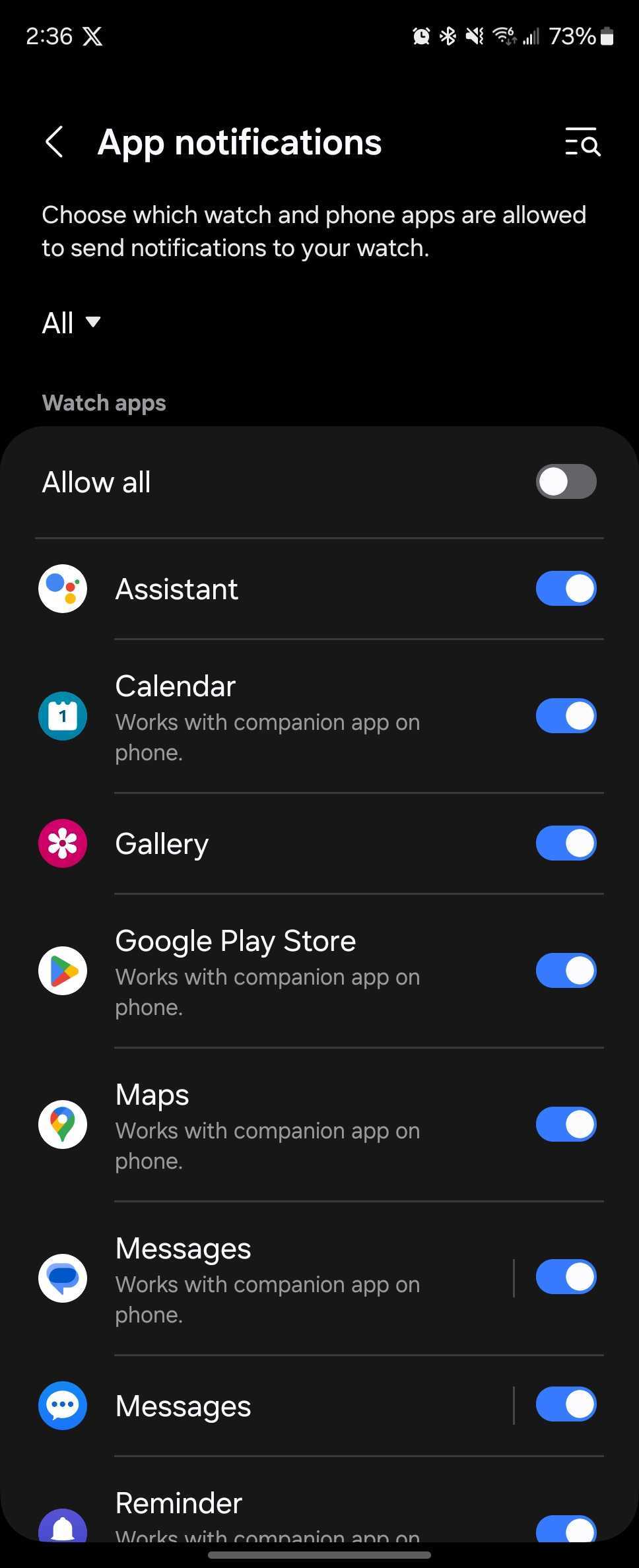 Samsung still disables notifications for most apps on Galaxy Watch