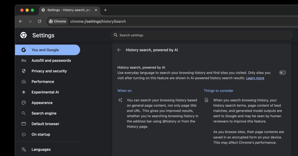 How to turn on Google Chrome’s AI-powered history search