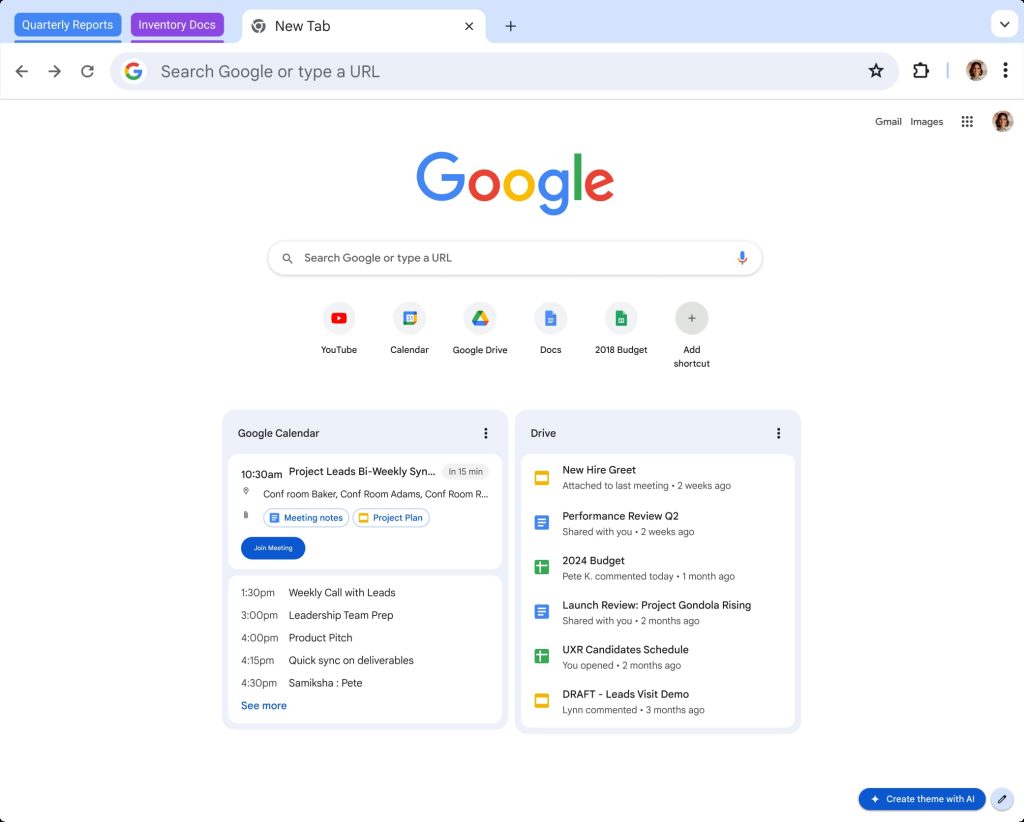 Google Calendar coming to Chrome New Tab Page for Workspace