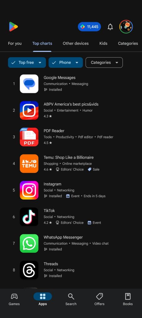 Google Messages moving up Play Store top chart