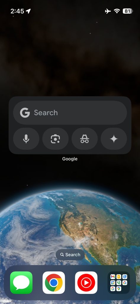 Google Search widget on iPhone adds customizable shortcuts