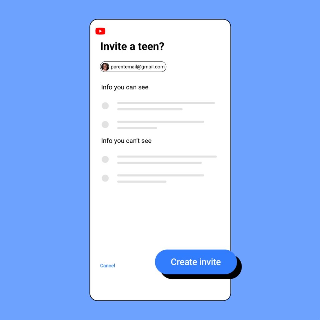 YouTube Family Center links parent and teen accounts