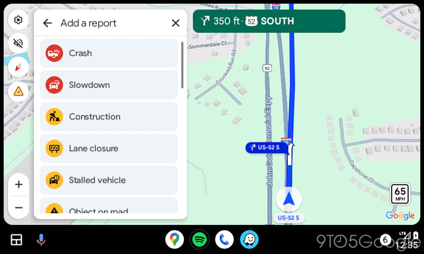 Android Auto is widely rolling out Google Maps incident reporting