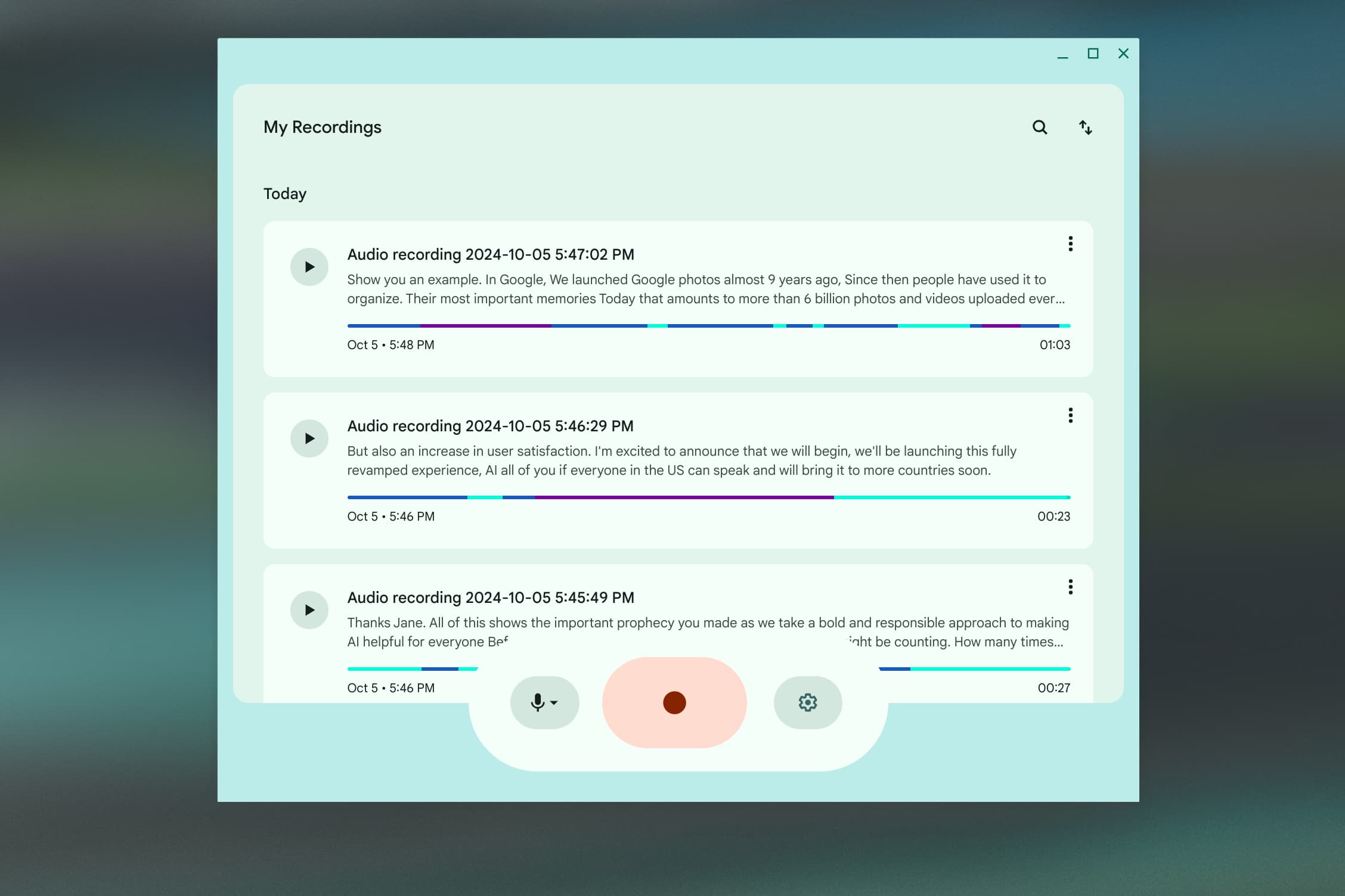 A look at the ChromeOS Recorder app for Chromebook Plus