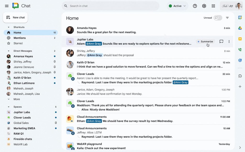 Google Chat's floating bottom bar adding more Material You