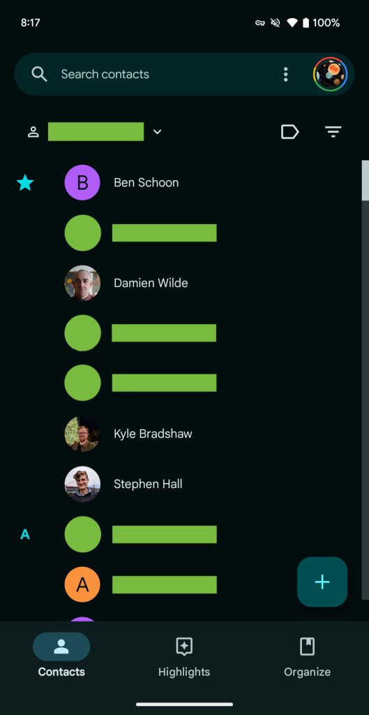 Google Contacts for Android gets a new scroll bar
