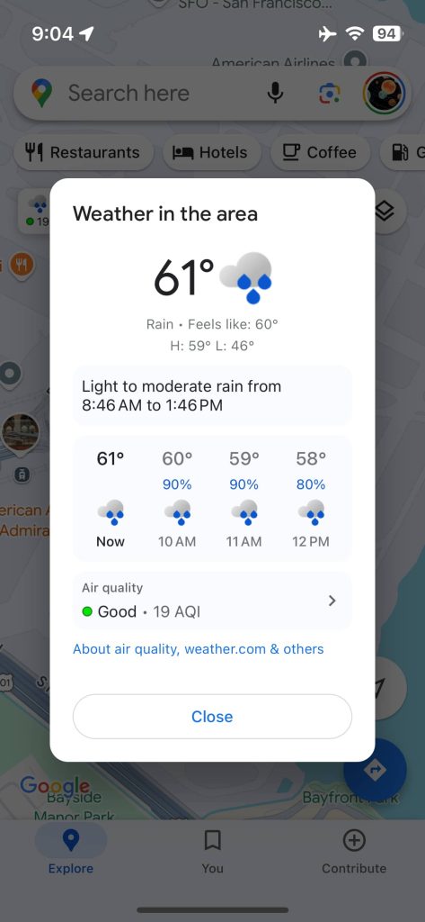 Google Maps moves the weather for a cleaner map on Android