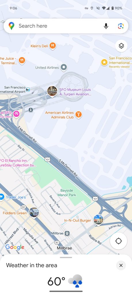 Google Maps moves the weather for a cleaner map on Android