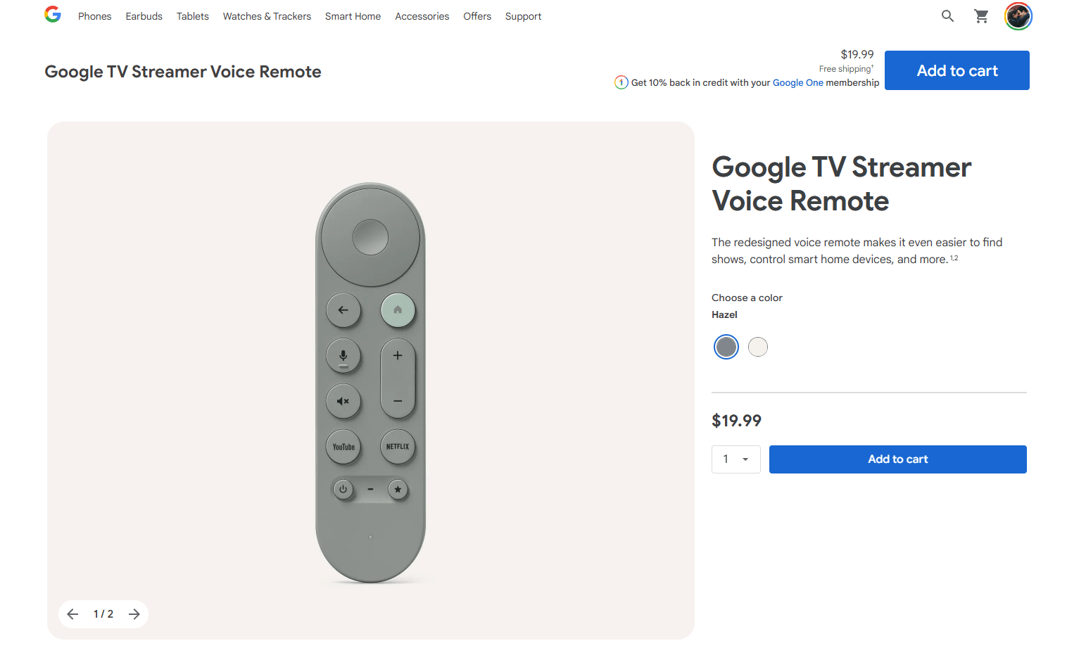 The Google TV Streamer remote is back in stock for $19.99, in both ...