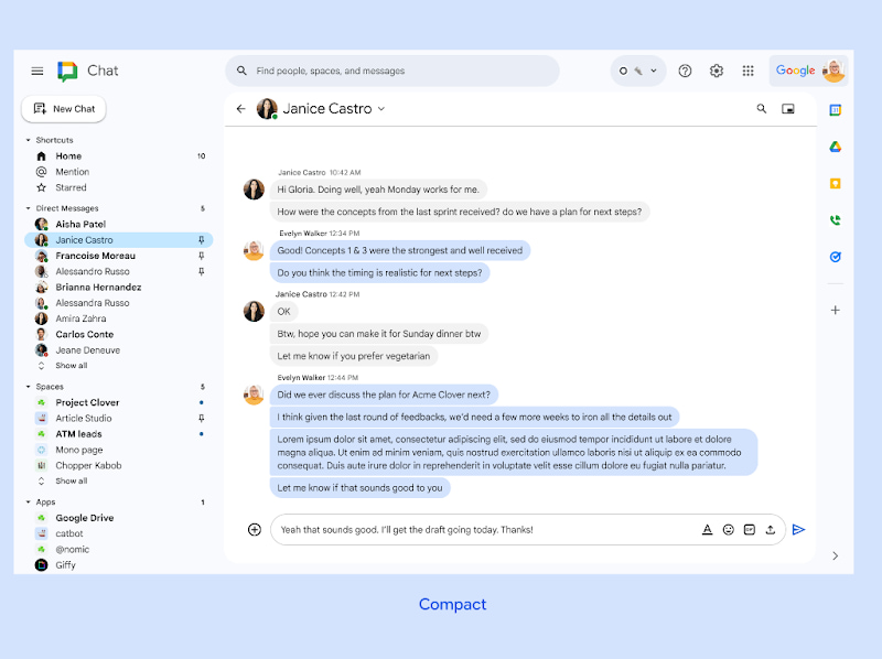 Gemini side panel rolling out to Google Chat for Workspace