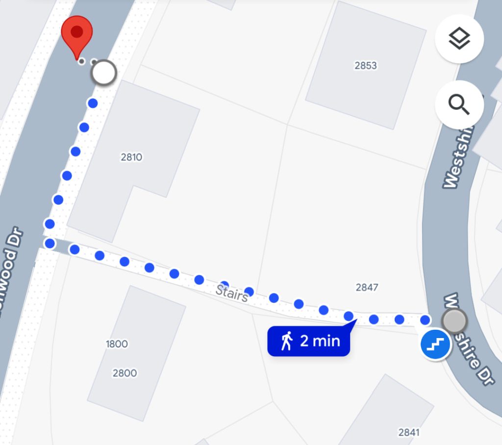 Google Maps now does a better job of highlighting stairs