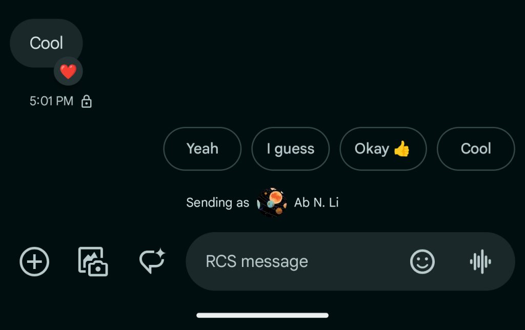 Google Messages adding ‘Sending as’ profile notice