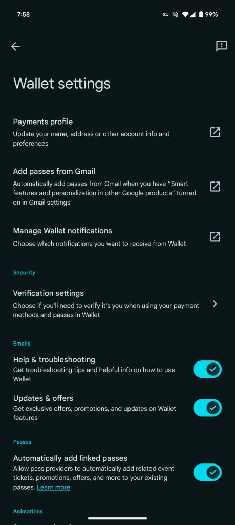 Google Wallet brings back Verification settings for transit [U]