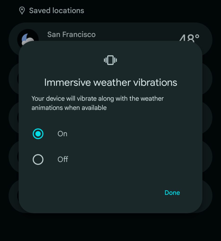 Pixel Weather rolls out Pollen count and 'Immersive' vibrations