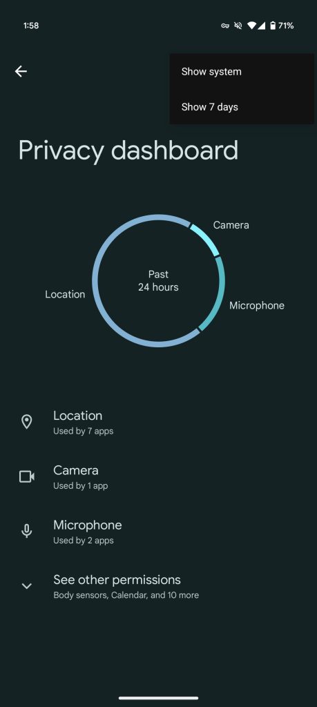 Android's Privacy dashboard adds 7-day history with system update