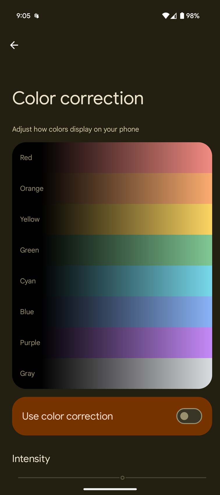 How to use Pixel's color correction tool to adjust for color blindness