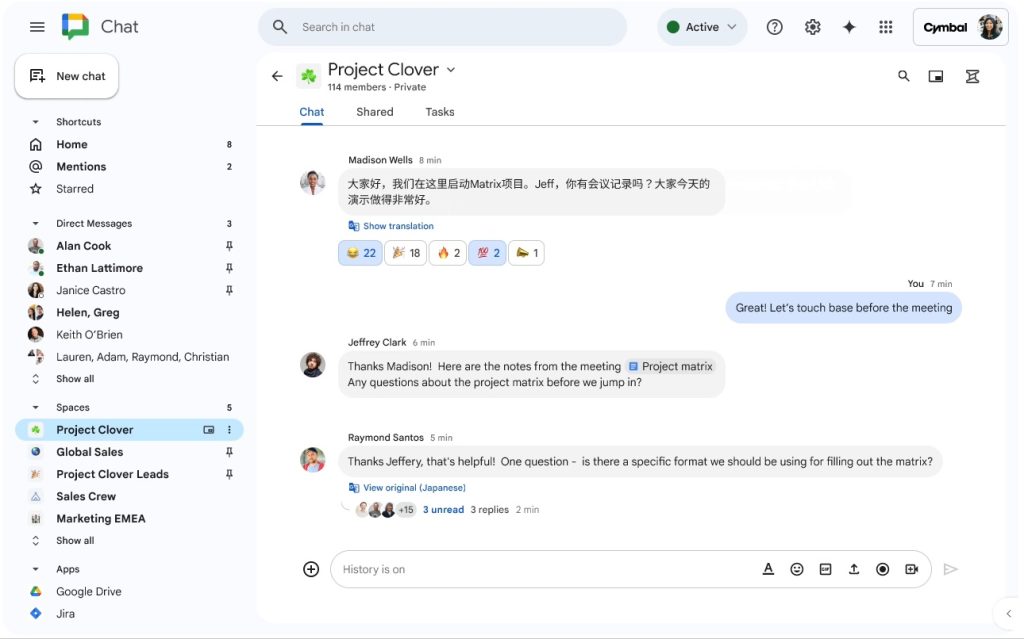Google Chat rolling out automatic translations for Workspace