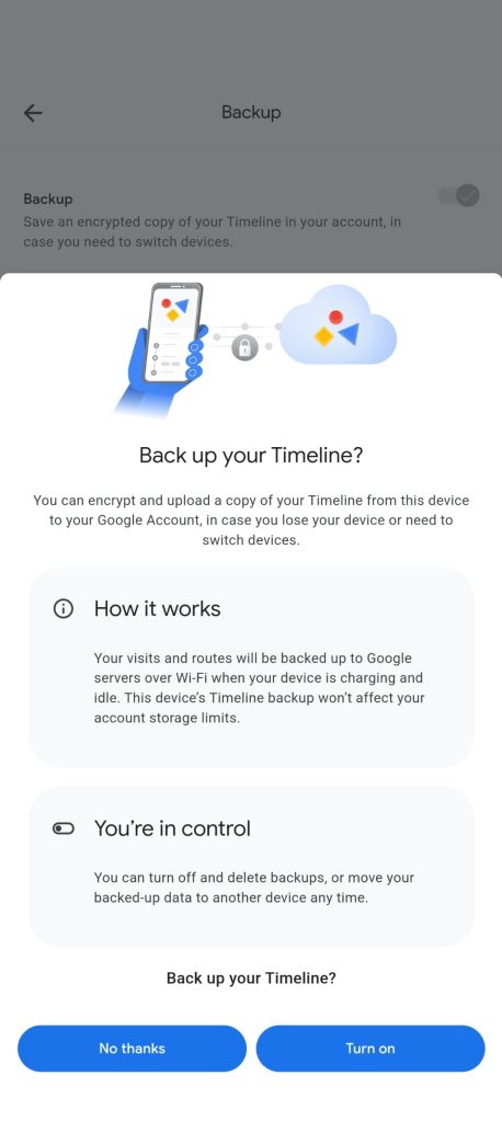 Google Maps widely rolling out on-device Timeline history notice