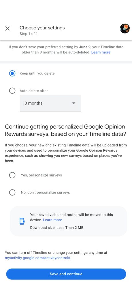 Google Maps widely rolling out on-device Timeline history notice