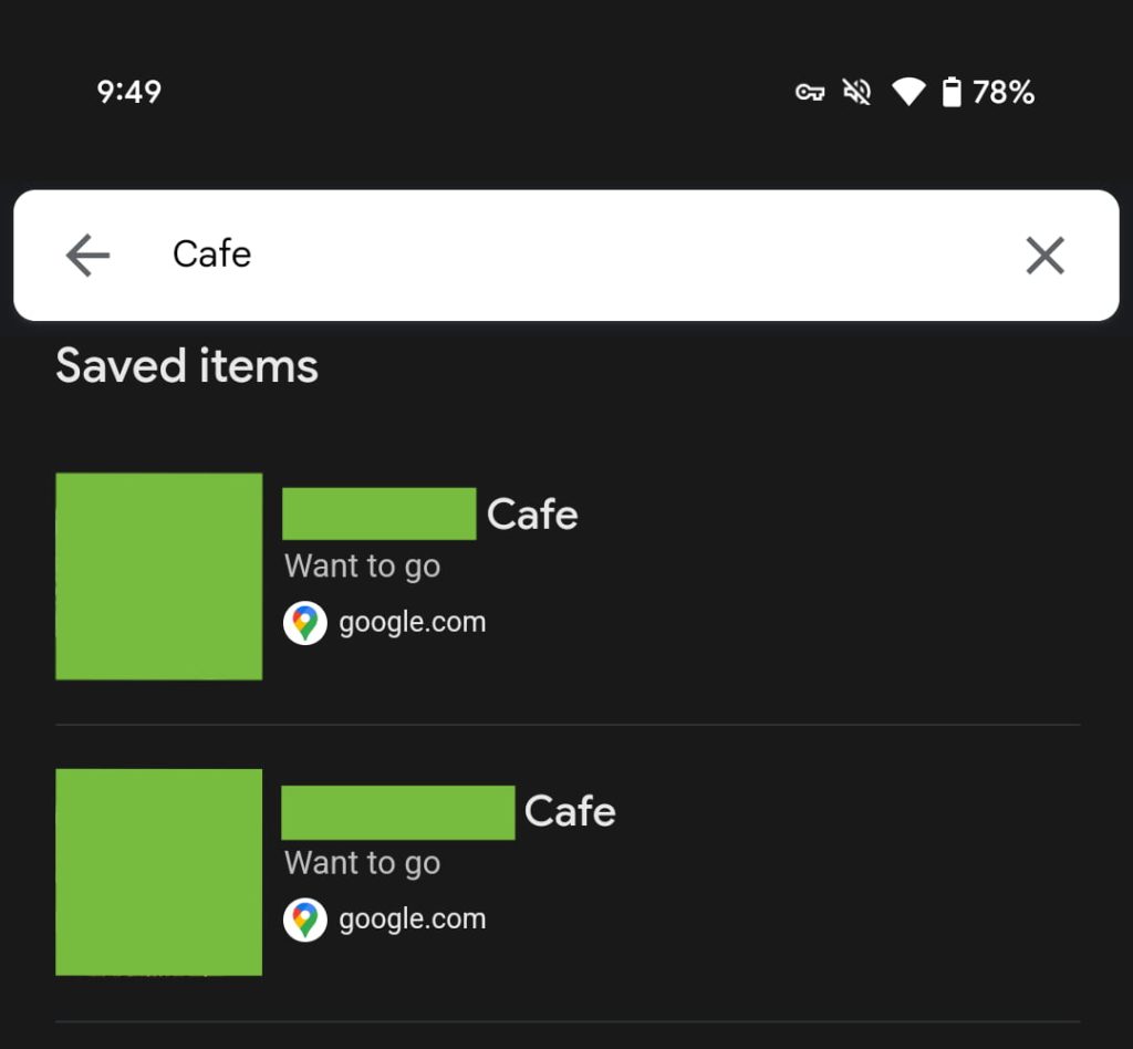 You can now search your Google Maps lists via Google Saved