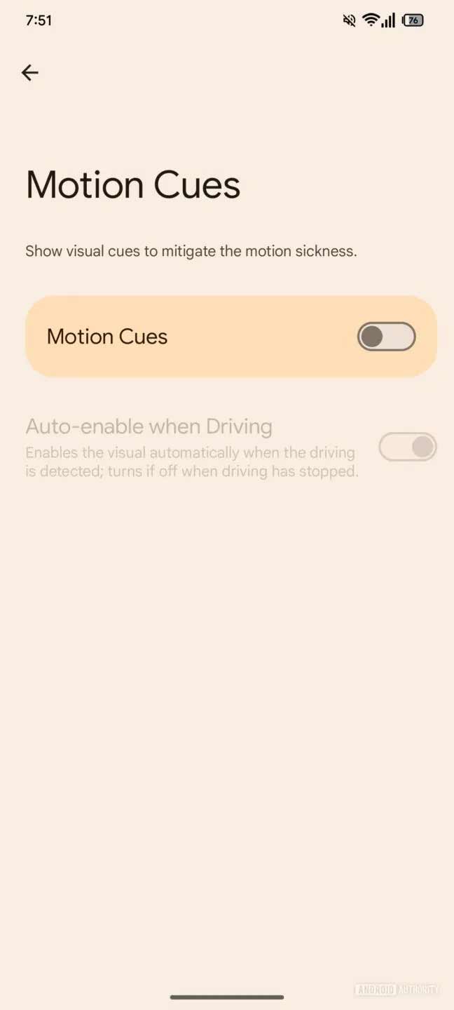 Android's Motion Cues fights motion sickness with dots on-screen