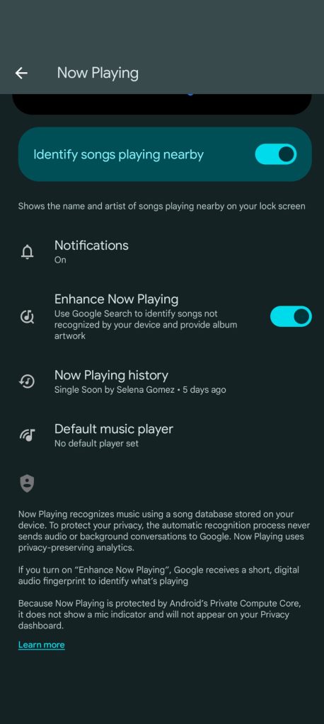 Pixel ‘Enhance Now Playing’ update rolling out with album artwork
