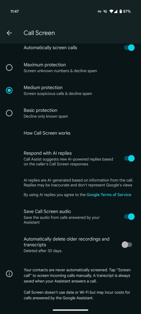 How to enable Pixel Recorder Clear voice, Call Screen AI replies