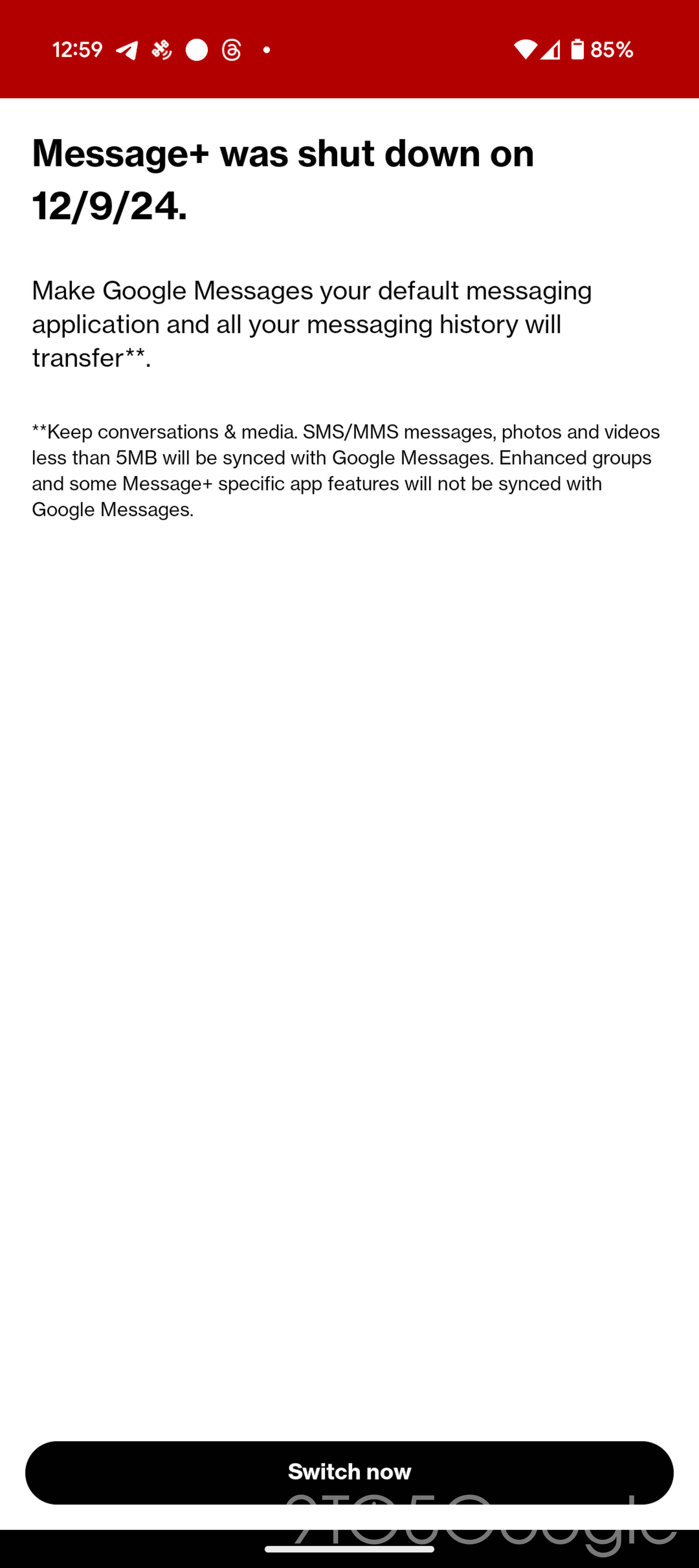 Verizon blocks Message+ in switch to Google Messages