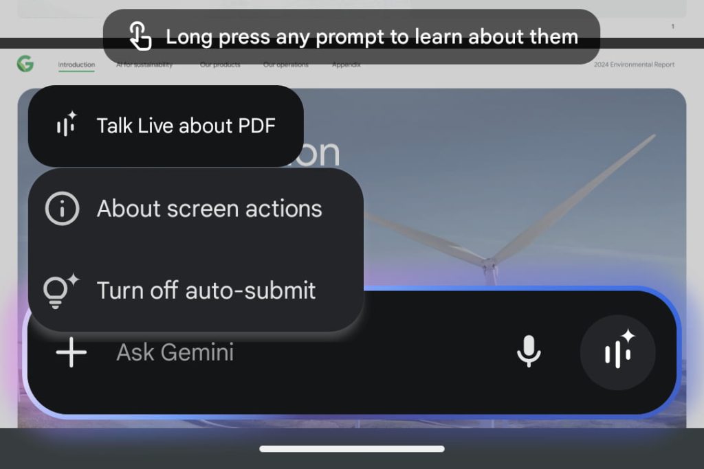Gemini app rolling out ‘Talk Live about this’ on Pixel 9