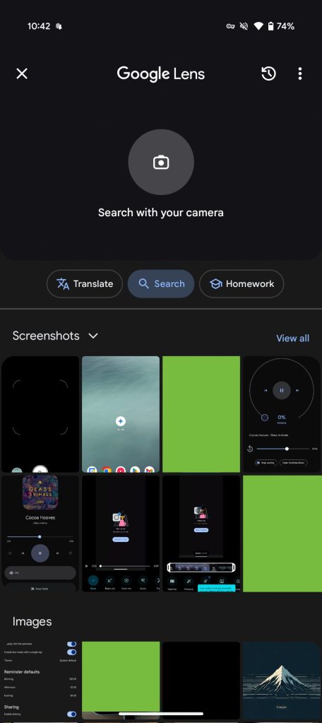 Google Lens now immediately opens to the camera