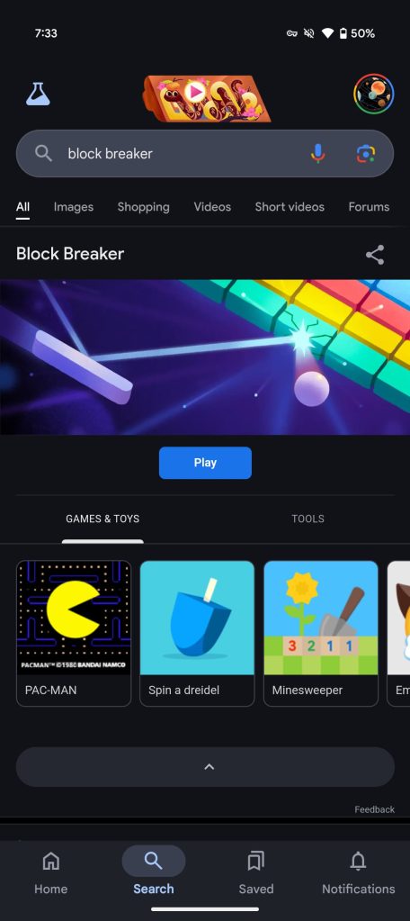 Google Search adds new ‘Block Breaker’ game