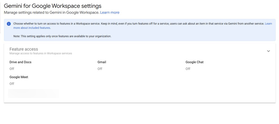 Google Workspace won't let you turn off Gemini by default