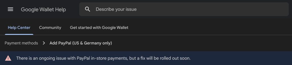 Google Wallet tap-to-pay using PayPal is down on Android