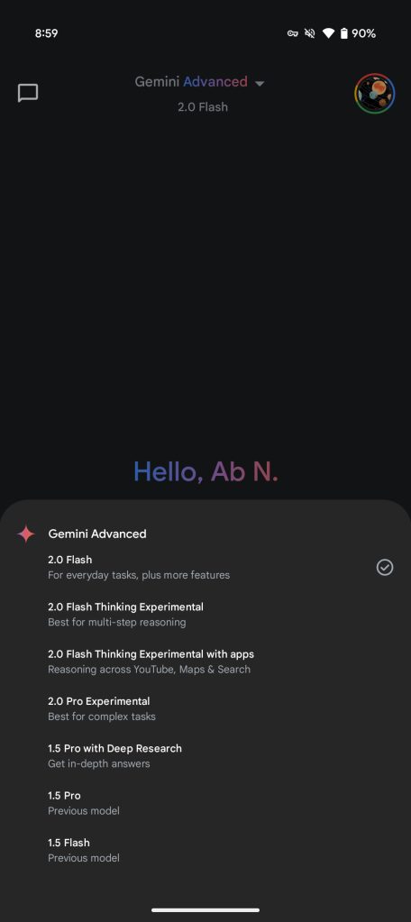 New Gemini 2.0 experimental models roll out to Gemini app