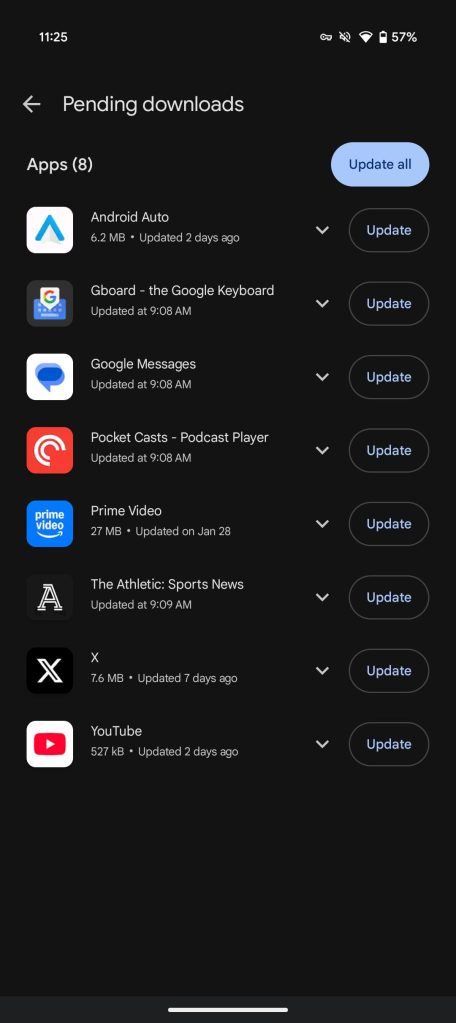 Google Play Store showing repeat Android app updates