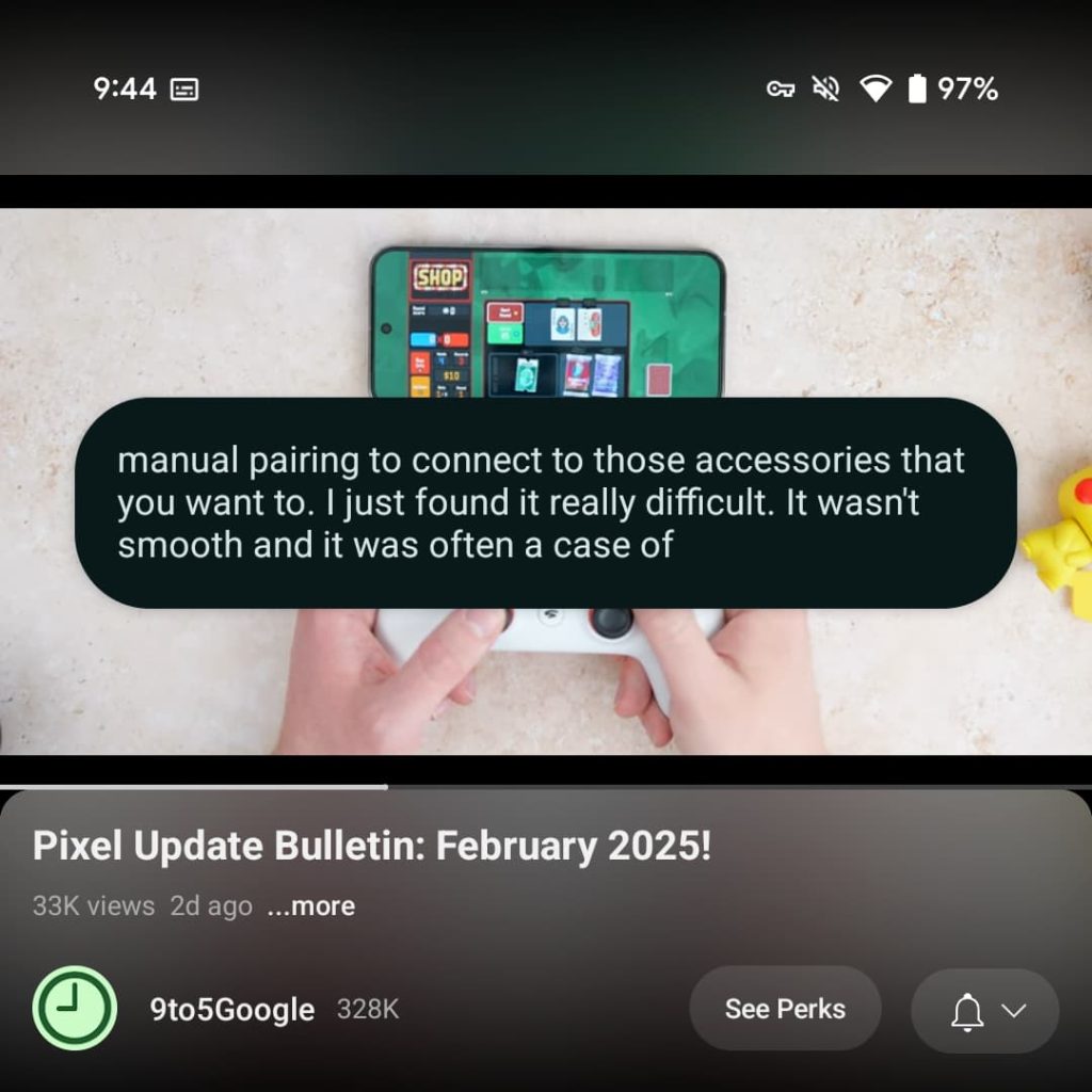 Android’s Live Caption panel adding Background transparency
