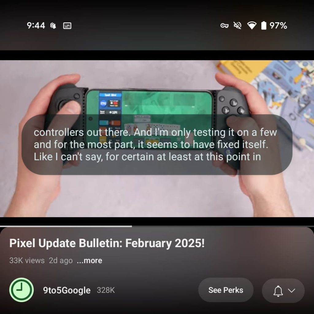 Android’s Live Caption panel adding Background transparency