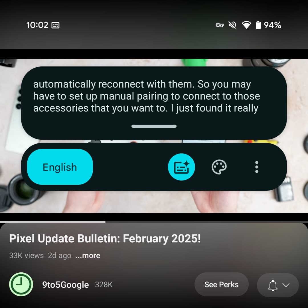 Android’s Live Caption panel adding Background transparency