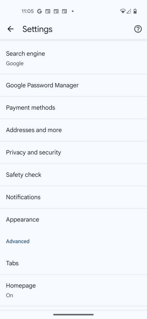 Chrome for Android adding 'Appearance' section in menu