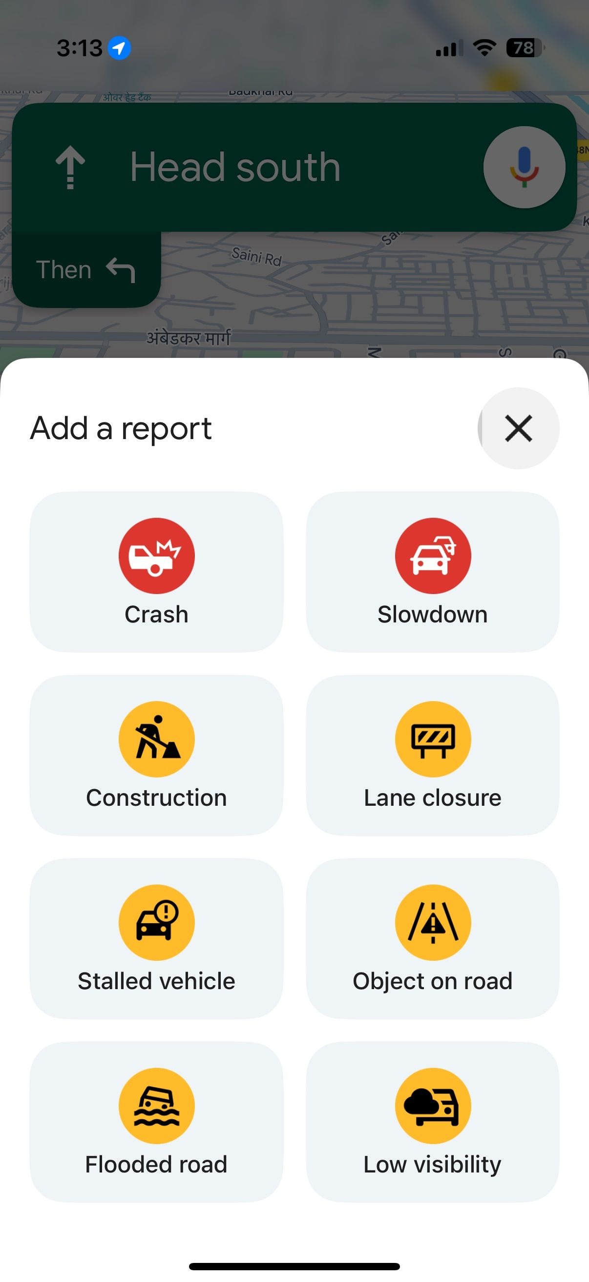 Google Maps testing new weather-related incident report options